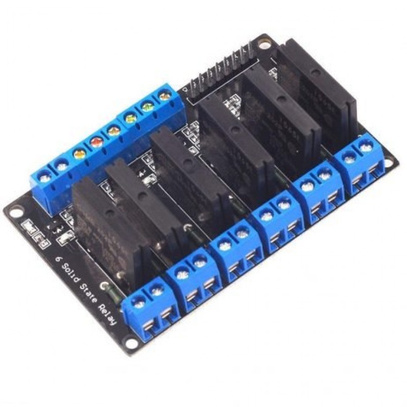 6 Channel 12V Relay Module Solid State Low Level SSR DC Control 250V 2A ...