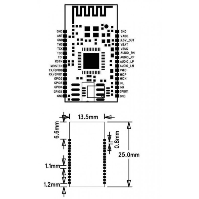 BK8000L Bluetooth Audio System on Chip Breakout Module A2DP v1.2, AVRCP ...