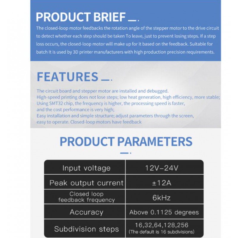 MakerBase MKS Closed Loop Nema 17 SERVO42 Motor with Adapter for 3D Printers (Without Display ...