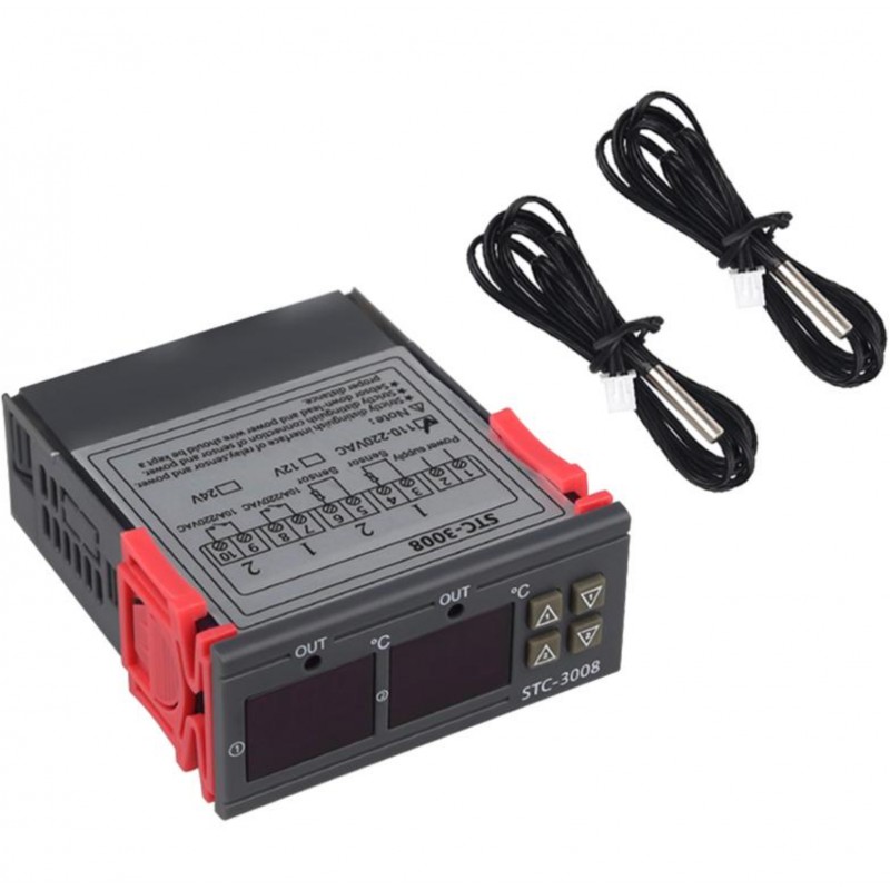 STC-3008 AC110-220V Dual Display Thermostat Temperature Controller with 1M NTC Probe buy online ...